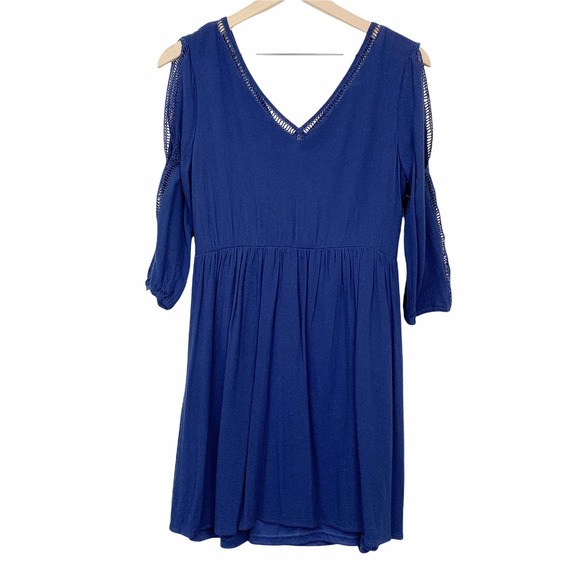 Modcloth | Dresses | Modcloth Dress Blue V Neck Fit Pull Over Bow ...